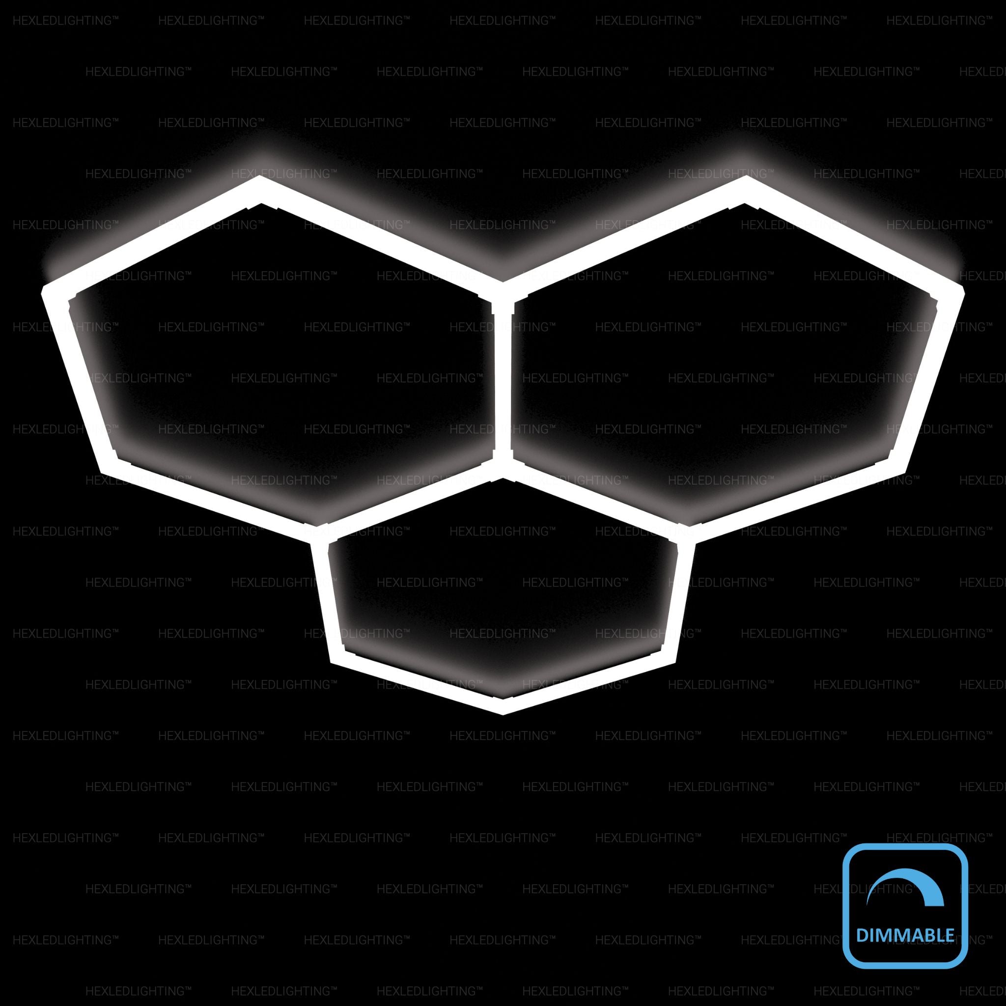Dimmable Hexagon LED Lights - 3 Cluster Grid for Garage & Shop Lighting