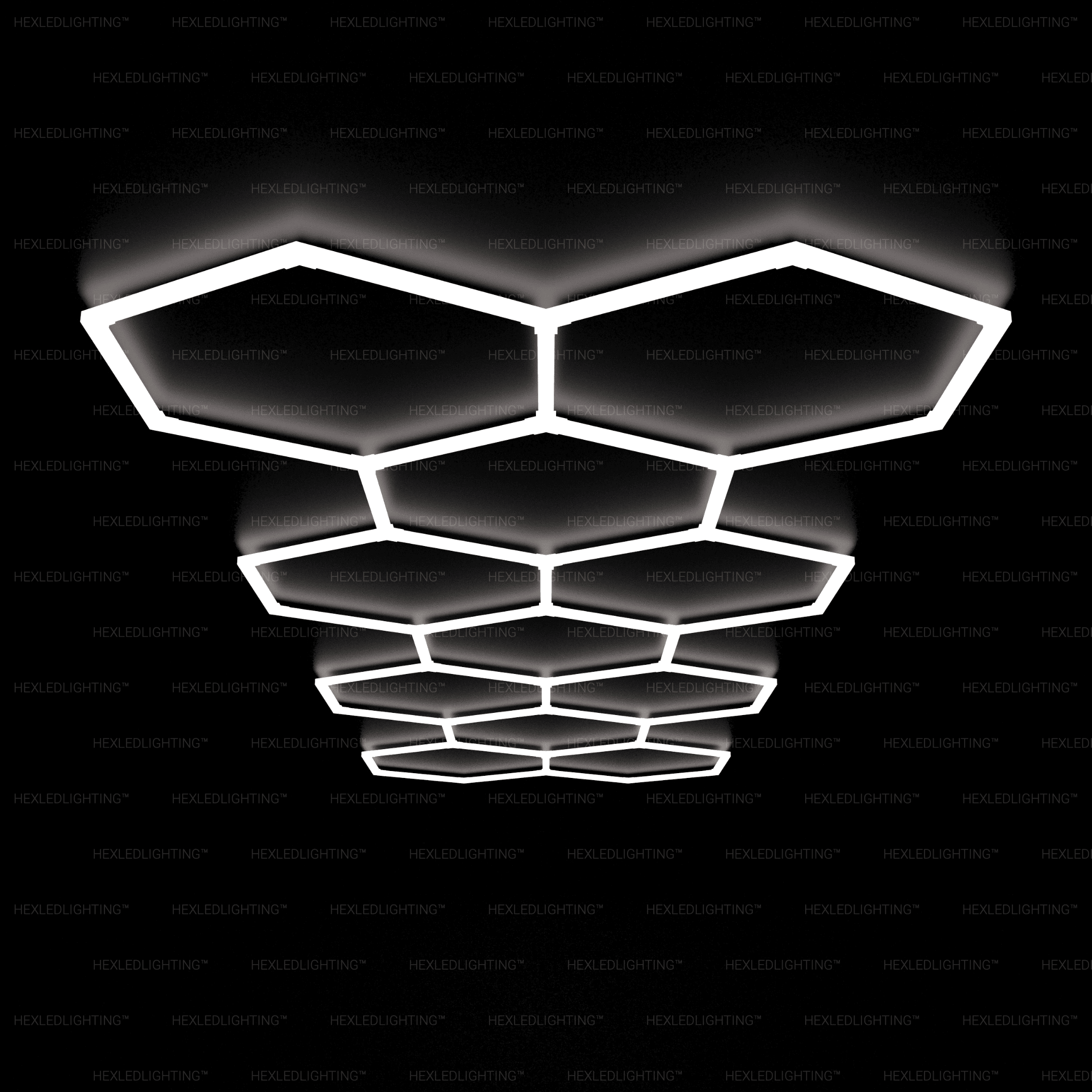 Hexagon Lights – 11-Grid Long LED Garage Lighting (21' × 6.9')